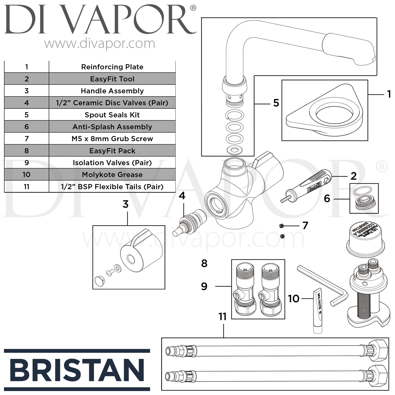 Bristan MH SNK EF BGE TO Manhattan Easyfit Sink Mixer - Beige - Spare Parts Bristan MH SNK EF BGE TO Manhattan Easyfit Sink Mixer - Beige - Spare Parts